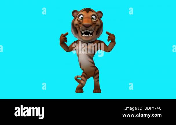 3D animated tiger character dancing against blue background Stock Video ...