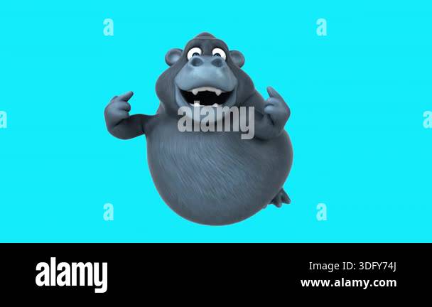 3D animated gorilla character dancing against blue background Stock ...