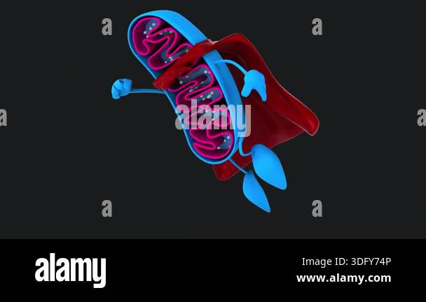Fun 3D cartoon mitochondria superhero (with alpha channel included ...