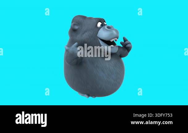 3D animated gorilla character dancing against blue background Stock ...