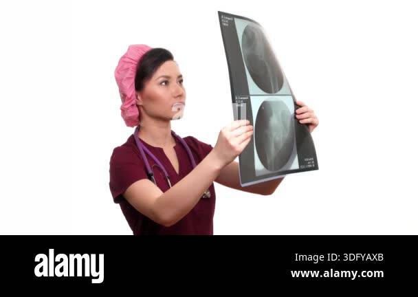 Young woman dark brown in uniform holding x-ray Stock Video Footage - Alamy