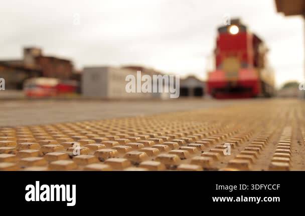 Blurred image of railway station, train coming Stock Video Footage - Alamy