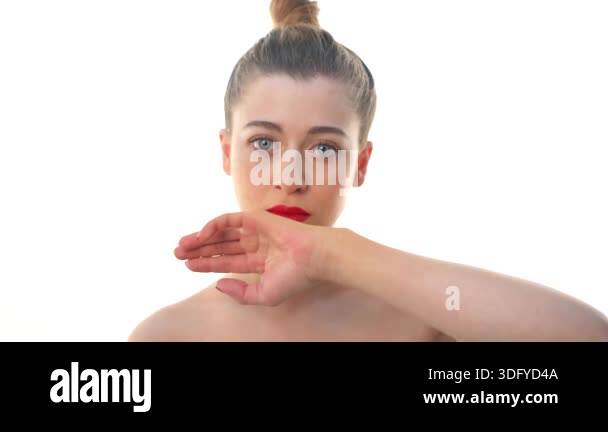 Pretty girl and falling red petals Stock Video Footage - Alamy