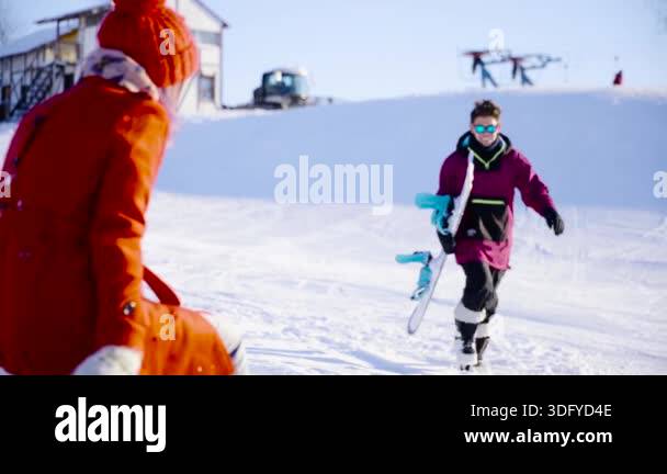 Pretty Couple In Alpine meet together Stock Video Footage - Alamy