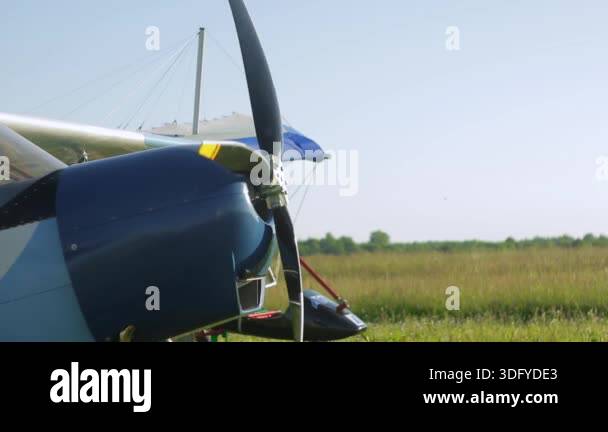 propeller of an old airplane, summer Stock Video Footage - Alamy