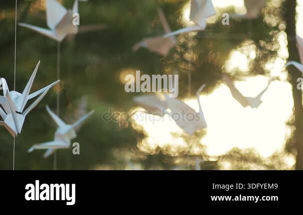 Origami cranes in summer Stock Video Footage - Alamy