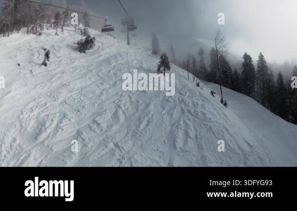 Funicular railway in ski resort Stock Video Footage - Alamy
