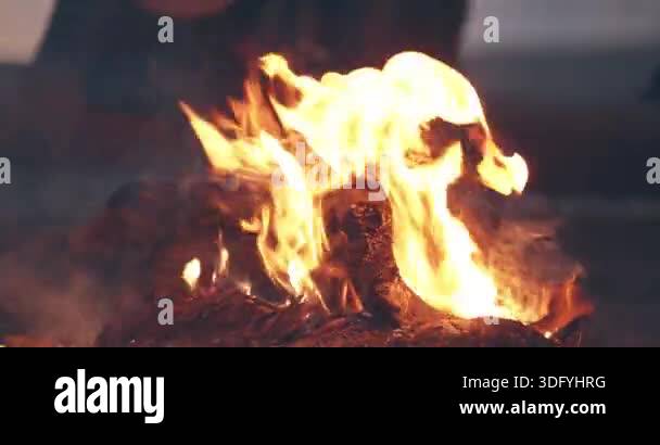 Bonfire with sparks flying around at night Stock Video Footage - Alamy