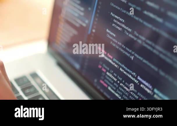 Hacker work online. Coder testing virus security system. freelance man ...