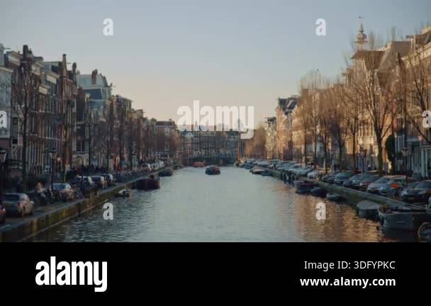 Magniffcent town landscape of street in Amsterdam in autumn. Beautiful ...
