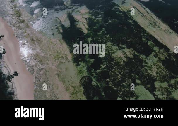 Dramatic aerial view of magnifficent seascape. Drone changing angle ...