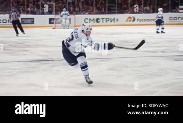 YAROSLAVL, RUSSIA - MARCH 3: good shot on KHL match Lokomotiv - Dinamo ...