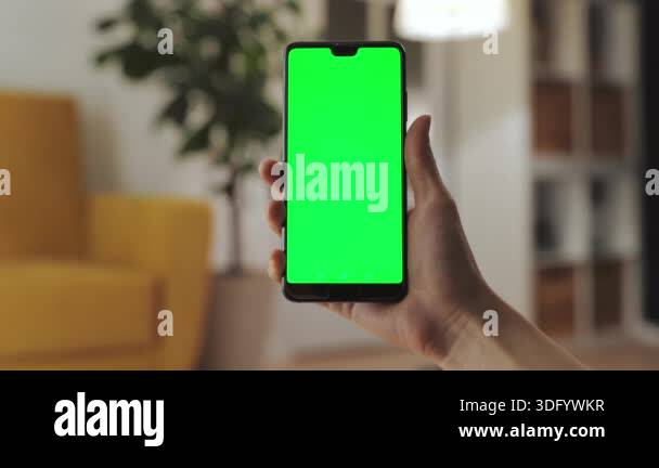 Handheld Camera: Point of View of Woman at Modern Room Using Phone With ...