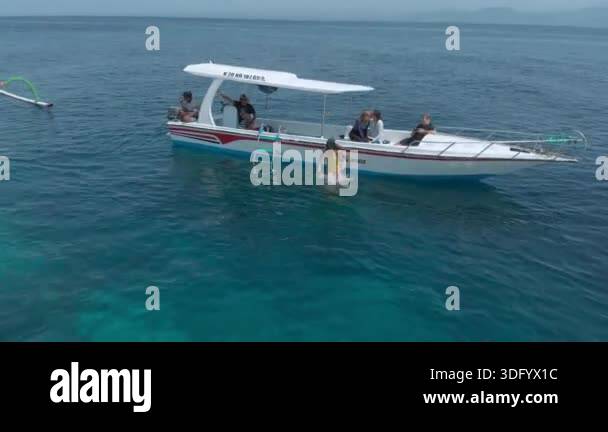 Bali, Indonesia - March 30, 2018: Axel Drone view of array of boats in ...