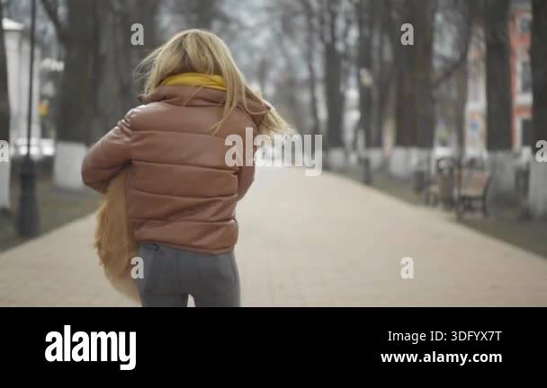 Woman playing wit her doggy. Close up of ginger border collie dog and ...