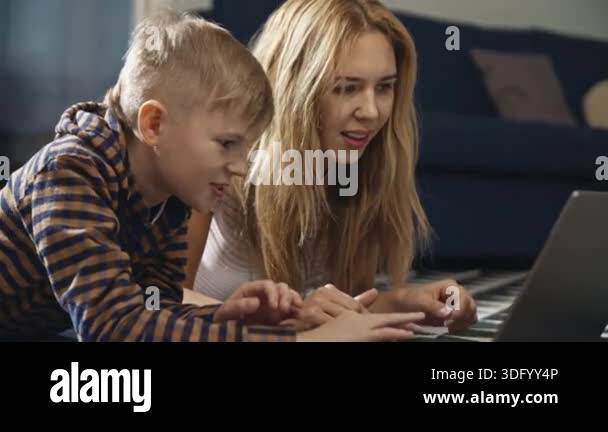 Home school education and parents teaching kids at home. Social ...