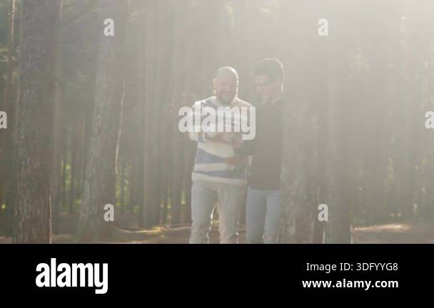 Guys Smile and Laugh in Love. Homosexual Gay Couple Spend Time Together ...