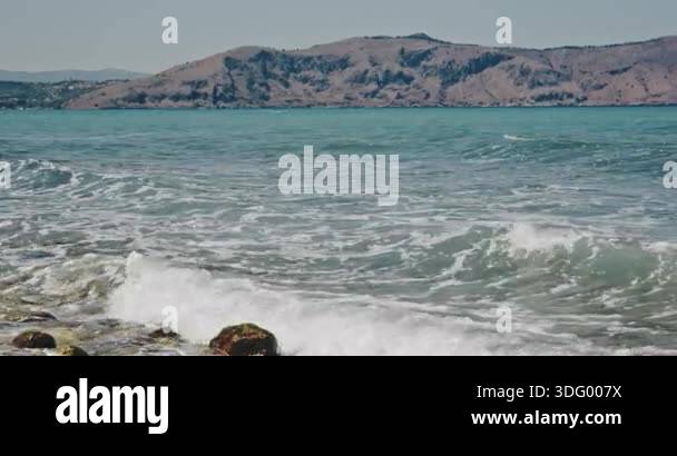 Dark gloomy waves of cold north sea. Arctic cruise to Nothern side ...