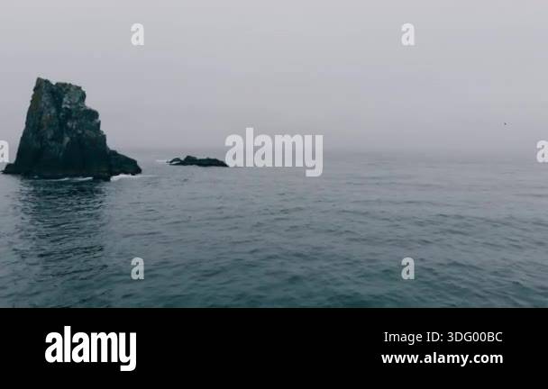 Bird eye view shot with quadrocopter or drone. Seascape or ocean ...