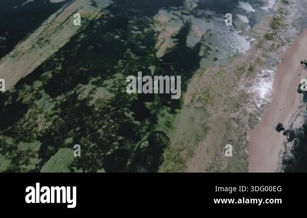 Dramatic aerial view of magnifficent seascape. Drone changing angle ...