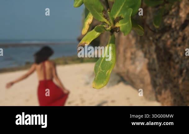 Beauty, travel, fashion concept and lifestyle. Lady in red dress in ...