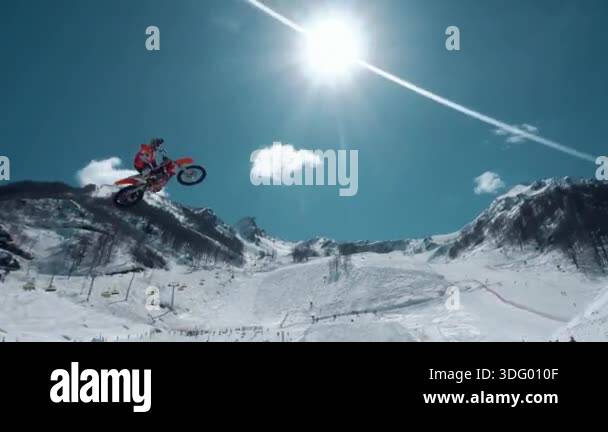 Sochi, Russia - March 30, 2018: young driver on motorcycle jumps over ...