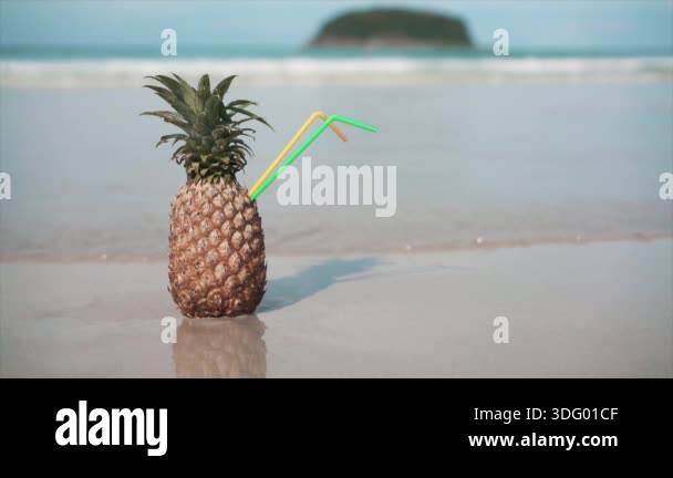 a Pineapple on the beach. Tourism and recreation in Thailand. Charming ...