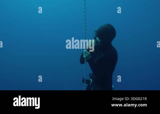 free diver girl trying to blast ears. Freediving is a sport when a ...