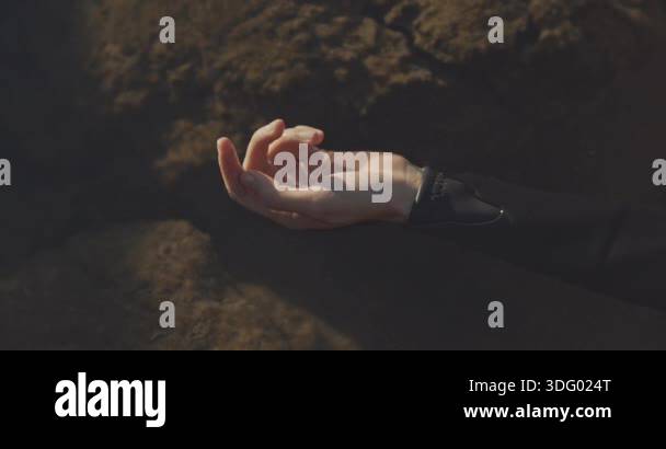 Female hand sinking in water, filmed on cinematic camera, 12 bit color ...