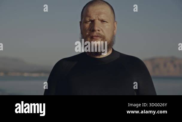 Professional freediver man portrait. Freediving is a sport when a ...