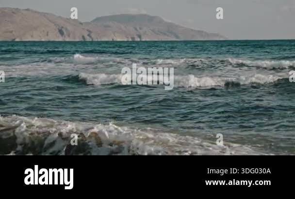 Dark gloomy waves of cold north sea. Arctic cruise to Nothern side ...