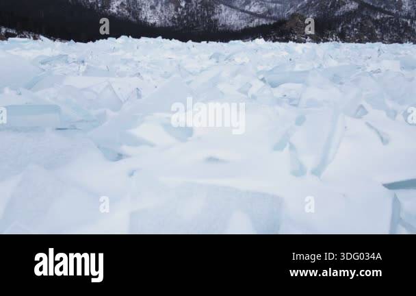 Frozen Lake Baikal, Aerial view. Beautiful winter landscape with clear ...