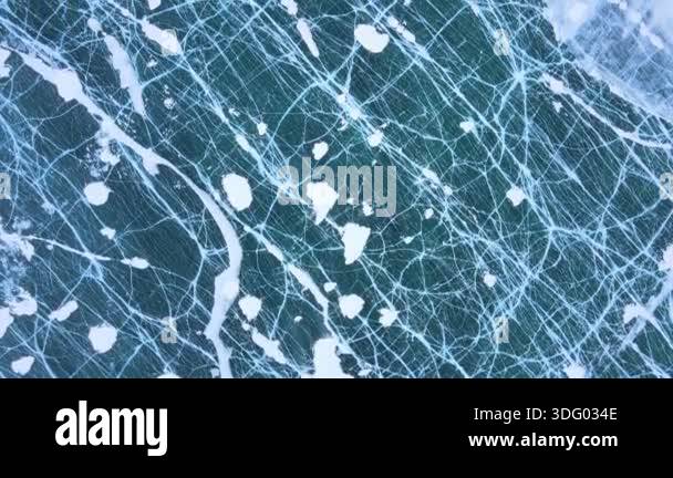Frozen Lake Baikal, Aerial view. Beautiful winter landscape with clear ...