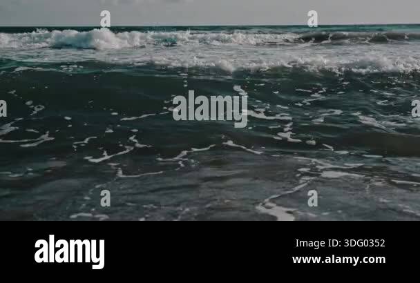 Dark gloomy waves of cold north sea. Arctic cruise to Nothern side ...