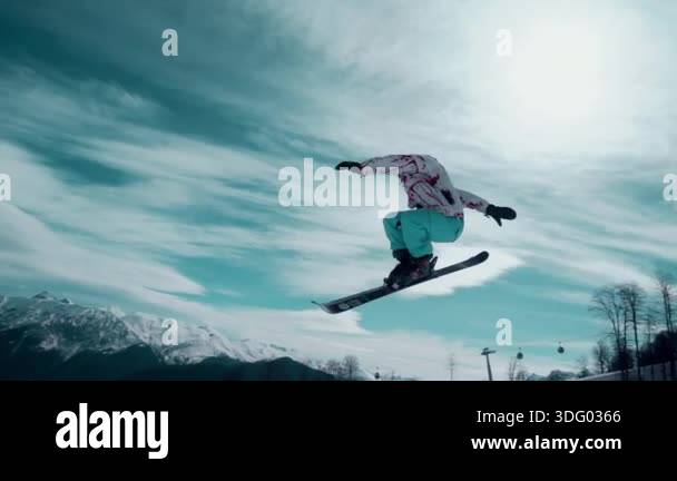 Sochi, Russia - March 30, 2018: Sportsman performing freestyle tricks ...