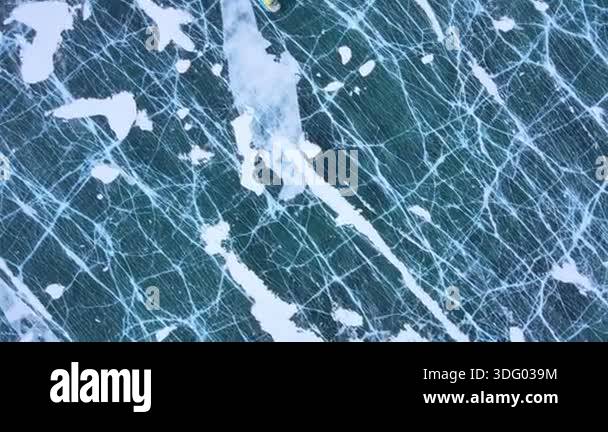 Frozen Lake Baikal, Aerial view. Beautiful winter landscape with clear ...