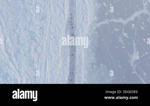 Frozen Lake Baikal, Aerial view. Beautiful winter landscape with clear ...