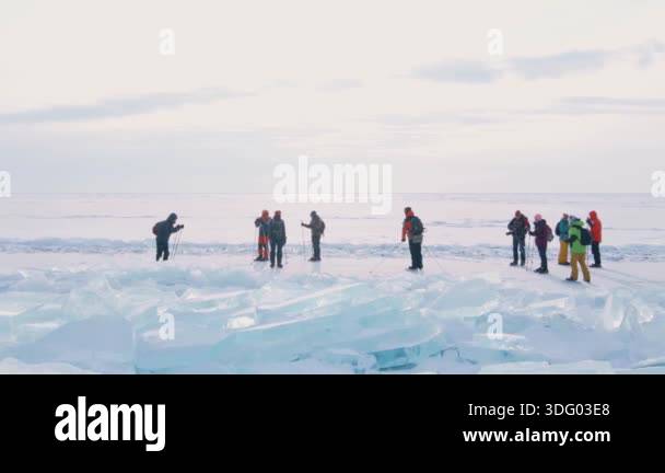 Frozen Lake Baikal, Aerial view. Beautiful winter landscape with clear ...
