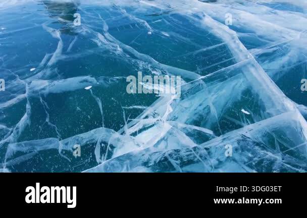 Frozen Lake Baikal, Aerial view. Beautiful winter landscape with clear ...