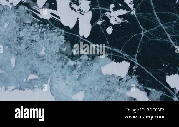 Frozen Lake Baikal, Aerial view. Beautiful winter landscape with clear ...