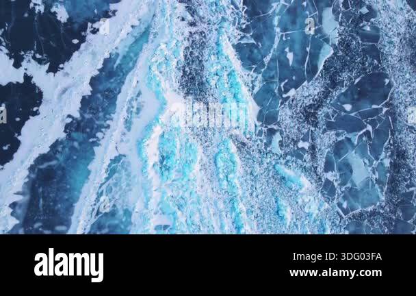 Frozen Lake Baikal, Aerial view. Beautiful winter landscape with clear ...