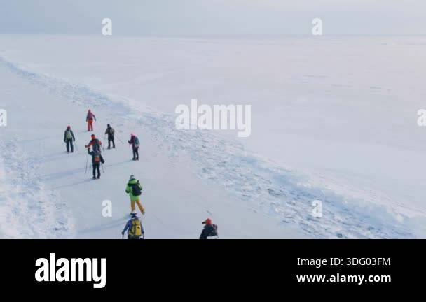 Frozen Lake Baikal, Aerial view. Beautiful winter landscape with clear ...
