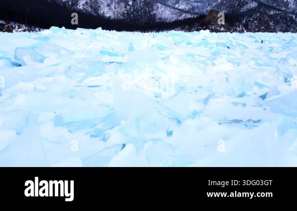 Frozen Lake Baikal, Aerial view. Beautiful winter landscape with clear ...