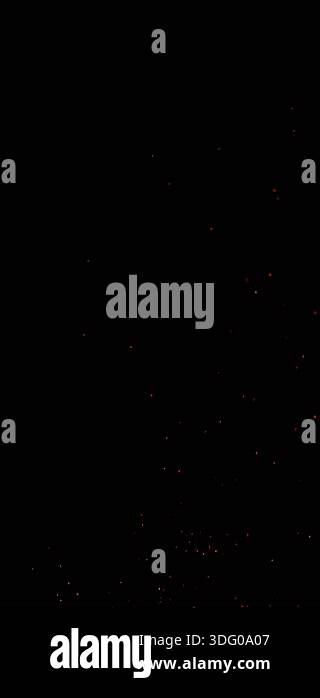 Realistic fire sparks flying through the air, isolated on a black ...