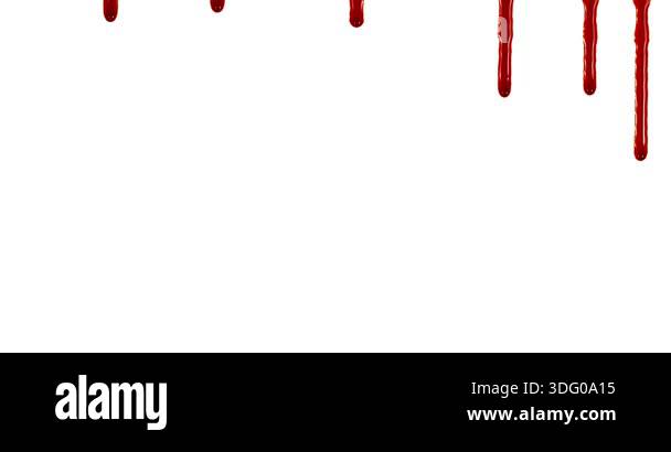 Slow Motion Shot of Red Blood Flowing in Thin Streams on a Clean White ...