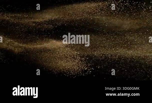 Super Slow Motion of Falling Brown powder, Dirt Soil in the Air. Filmed ...