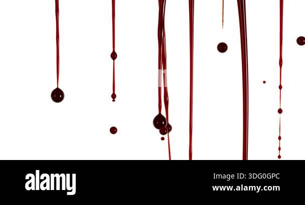 Slow Motion Shot of Red Blood Dripping and Flowing in Thin Streams on a ...