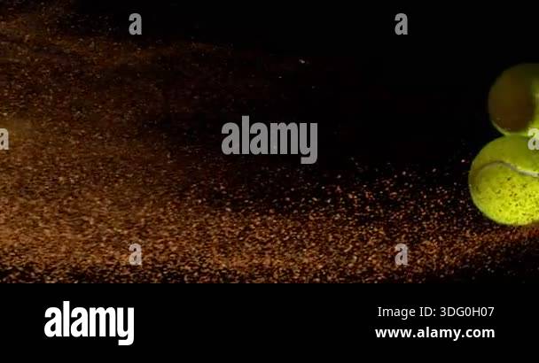 Super Slow Motion Tennis Balls in Flight with Clay Dust Explosion ...