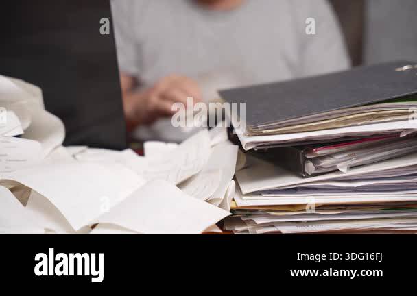 Office Stress and Administrative Burden. Overworked person handling ...