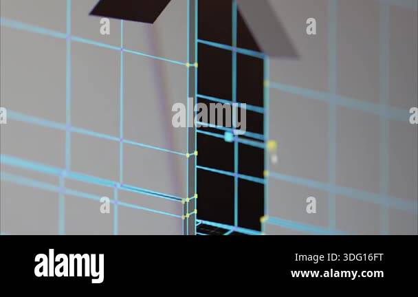 Detailed view of a digital workstation screen showing wireframe ...